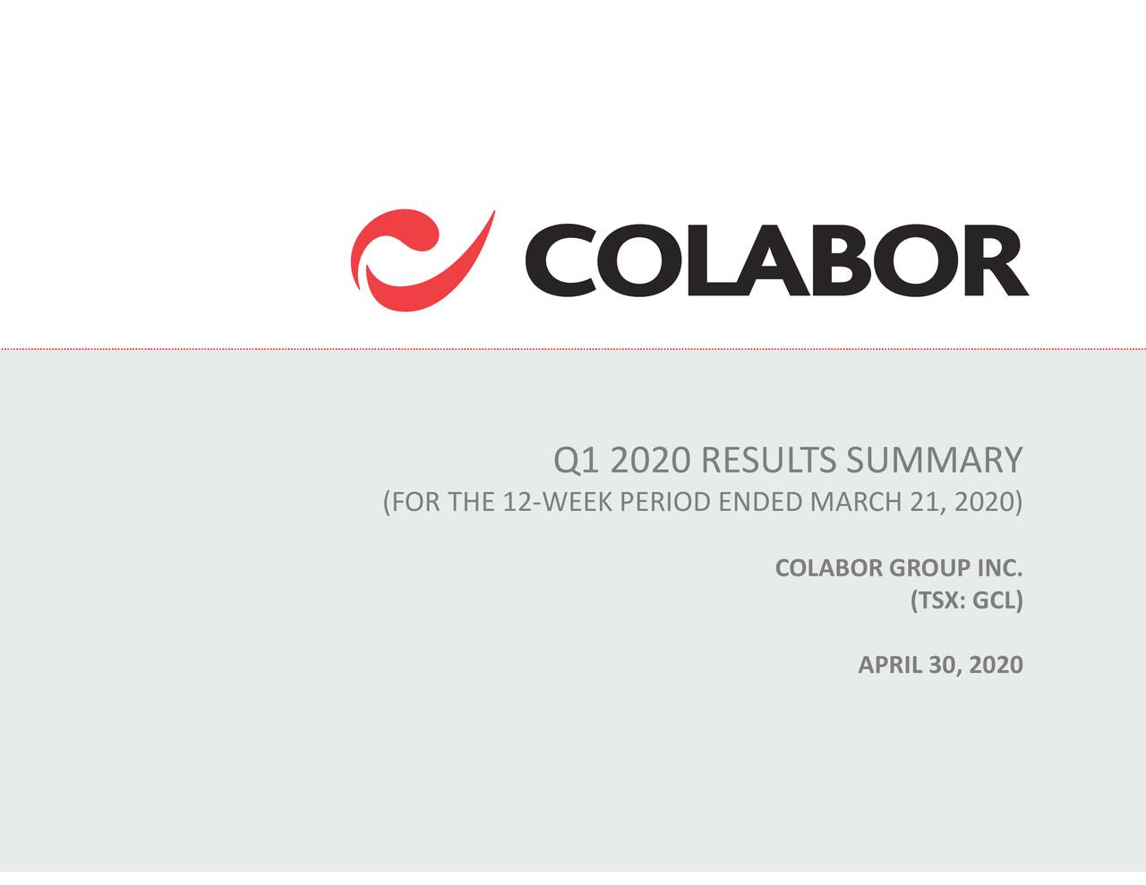 Colabor Group Inc. 2020 Q1 - Results - Earnings Call Presentation ...