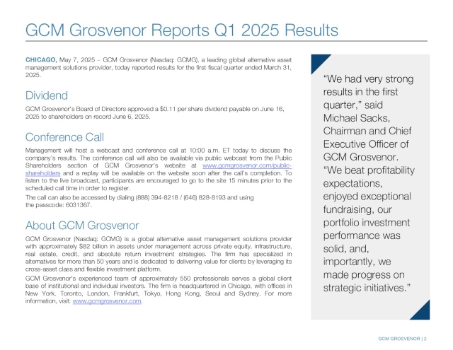 GCM Grosvenor Inc. 2025 Q1 - Results - Earnings Call Presentation (NASDAQ:GCMG) | Seeking Alpha