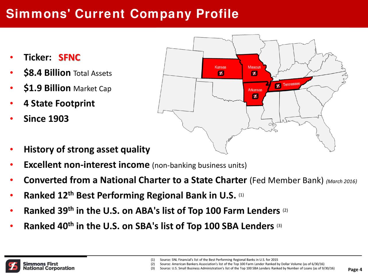 Merger & Acquisition presentation (NASDAQ:SFNC) | Seeking Alpha
