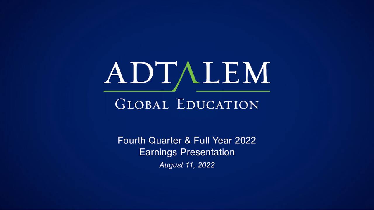 Adtalem Global Education Inc. 2022 Q4 - Results - Earnings Call ...