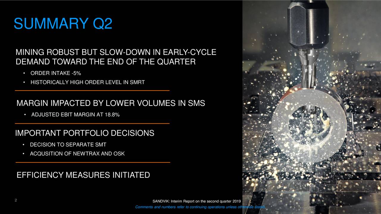 Sandvik AB 2019 Q2 - Results - Earnings Call Slides (OTCMKTS:SDVKF ...