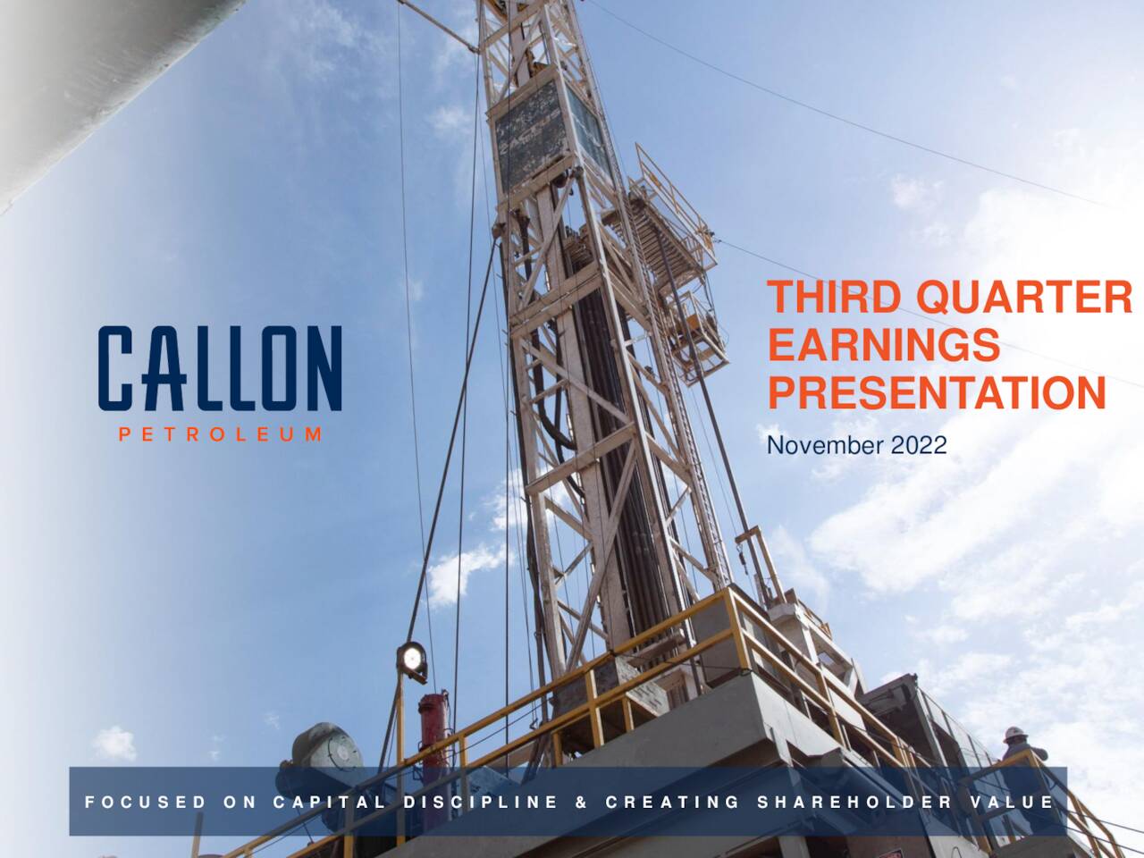 Callon Petroleum Company 2022 Q3 - Results - Earnings Call Presentation ...