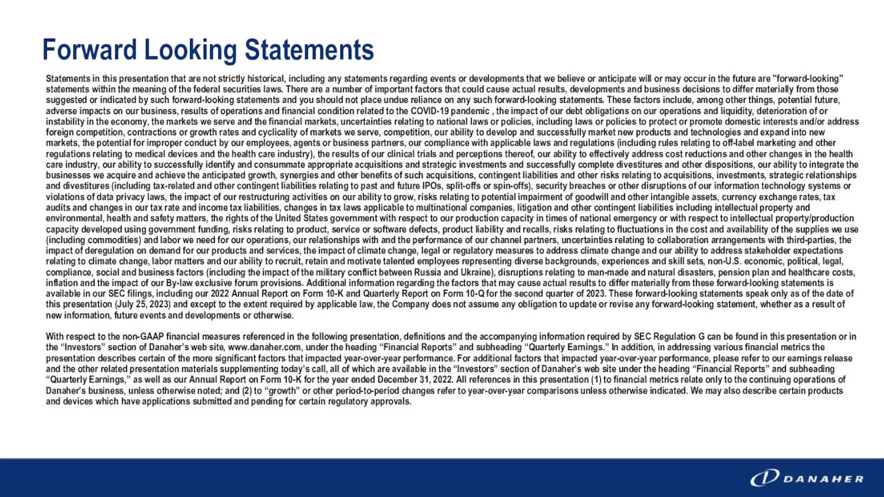 Danaher Corporation 2023 Q2 - Results - Earnings Call Presentation ... Danaher Corporation 2023 Q2 - Results - Earnings Call Presentation ...