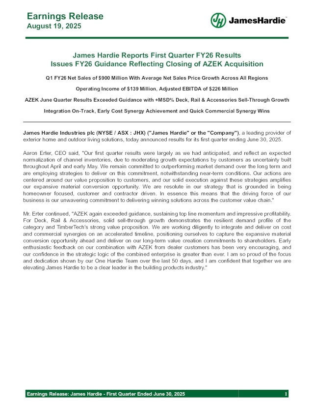 James Hardie Industries plc 2026 Q1 - Results - Earnings Call ...