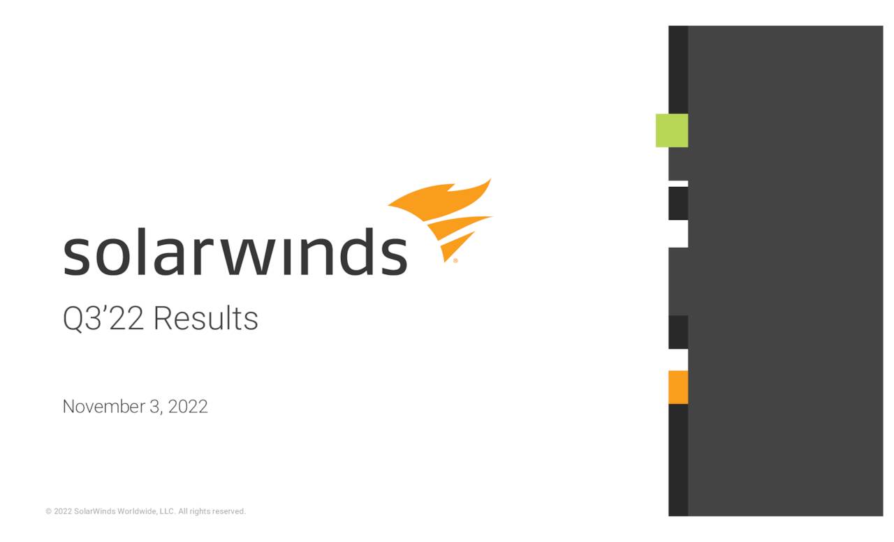 SolarWinds Corporation 2022 Q3 - Results - Earnings Call Presentation ...