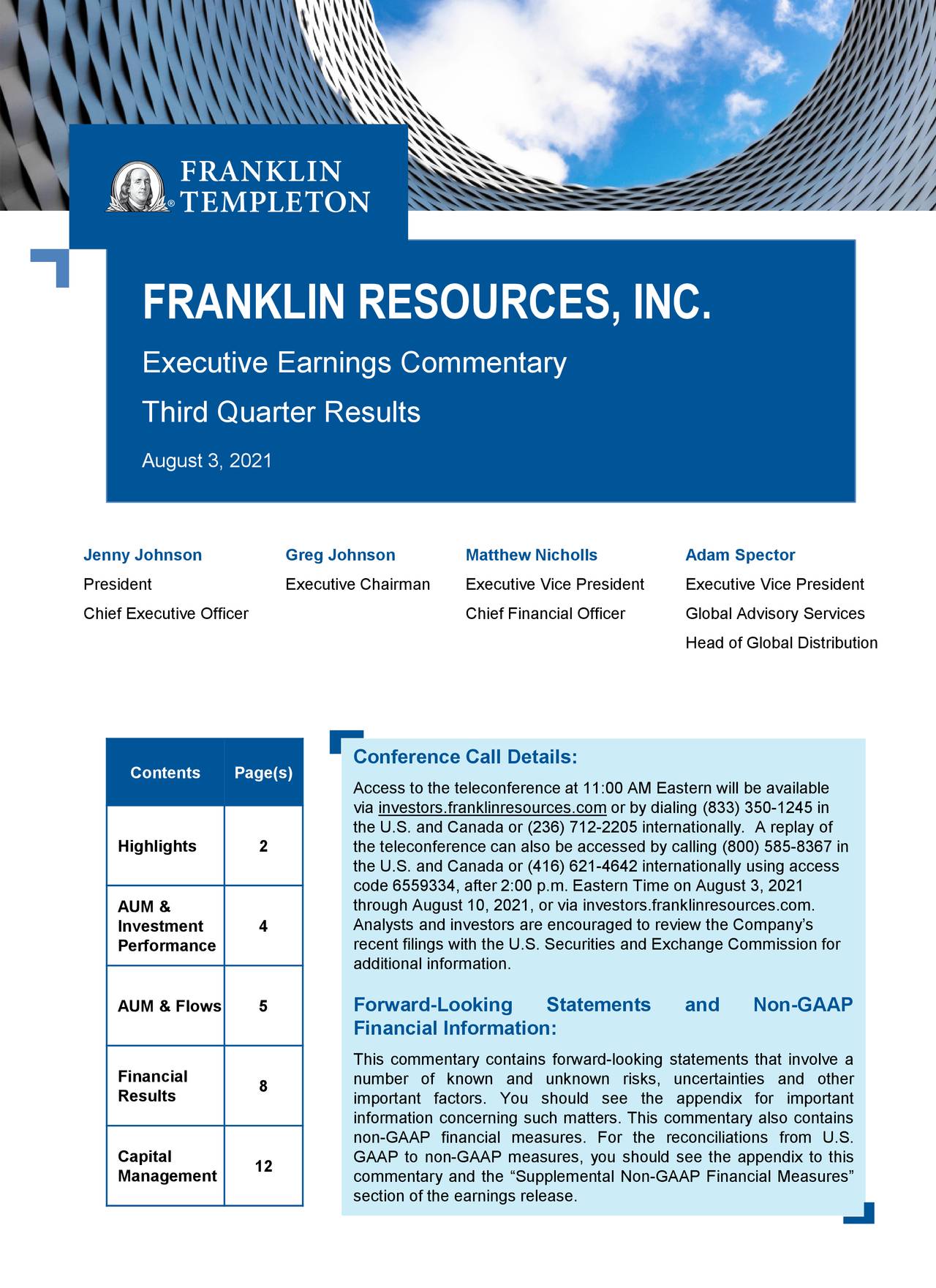 Franklin Resources, Inc. 2021 Q3 - Results - Earnings Call Presentation (NYSE:BEN) | Seeking Alpha
