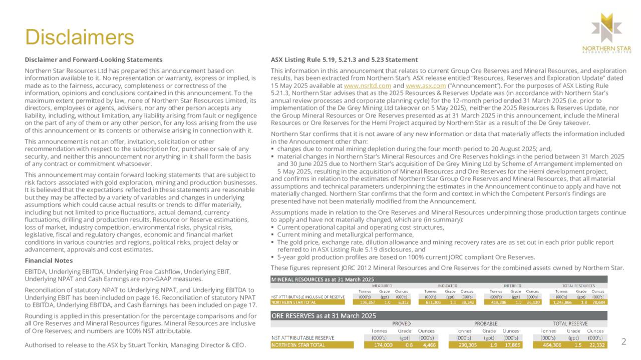Northern Star Resources Limited 2025 Q4 - Results - Earnings Call ...