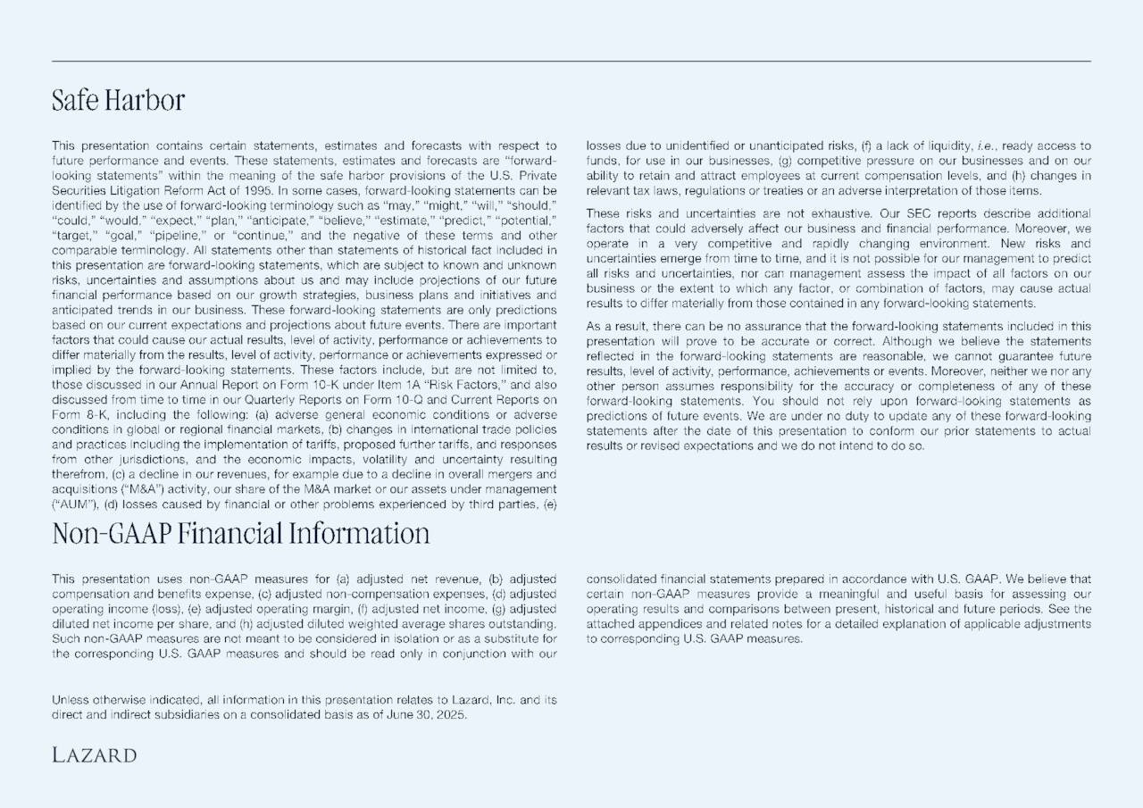 Lazard, Inc. 2025 Q2 - Results - Earnings Call Presentation (NYSE:LAZ ...