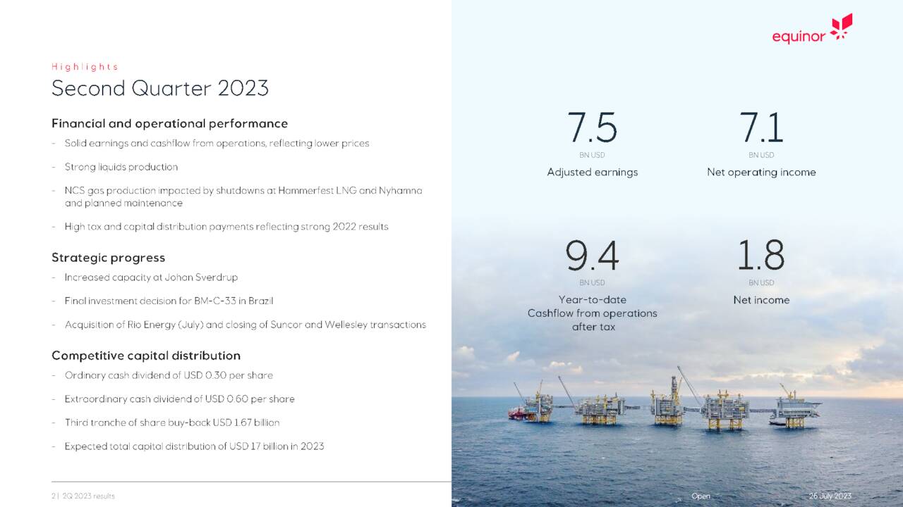 Equinor ASA 2023 Q2 - Results - Earnings Call Presentation (NYSE:EQNR ...