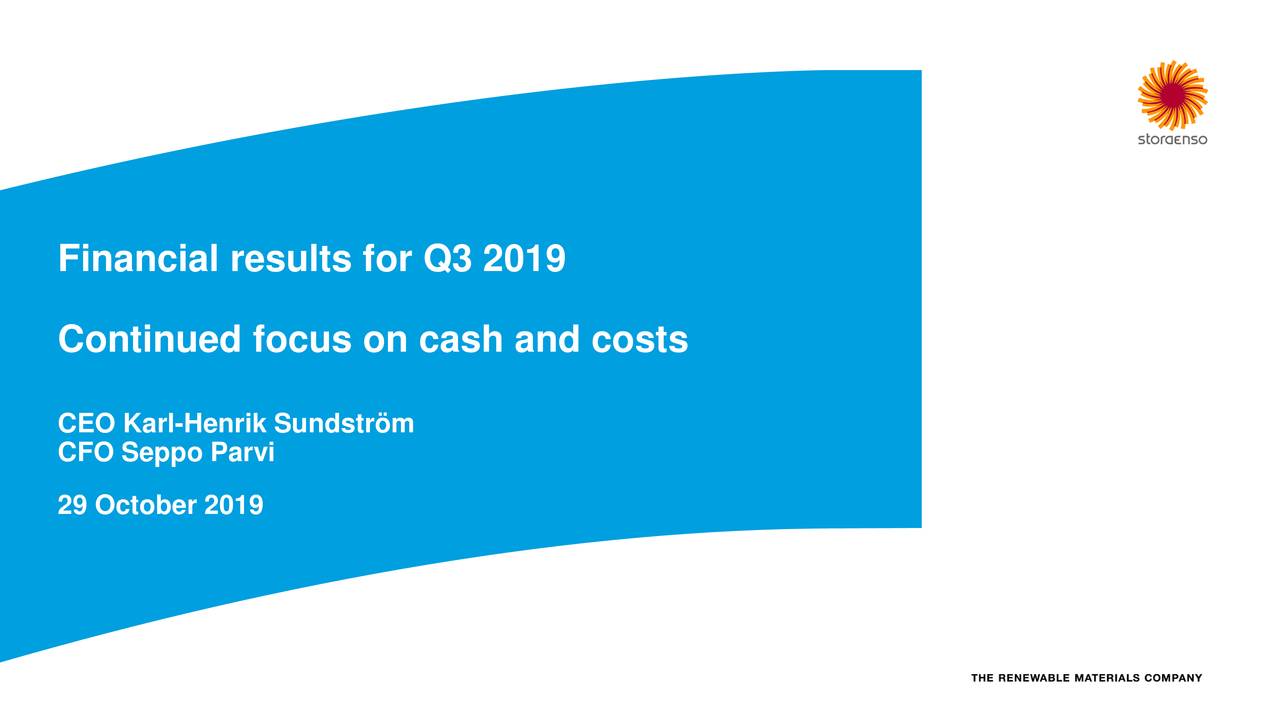 Stora Enso Oyj 2019 Q3 Results Earnings Call Presentation Otcmkts