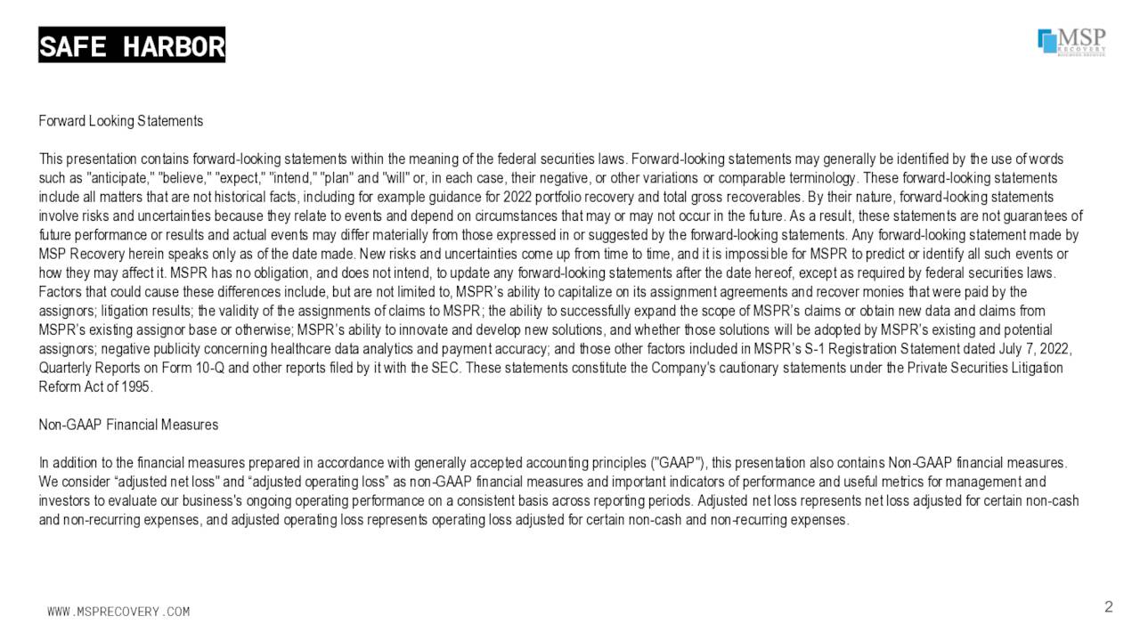 MSP Recovery, Inc. 2022 Q2 - Results - Earnings Call Presentation ...