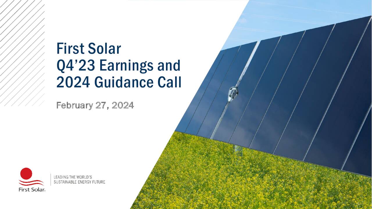 First Solar, Inc. 2023 Q4 - Results - Earnings Call Presentation ...