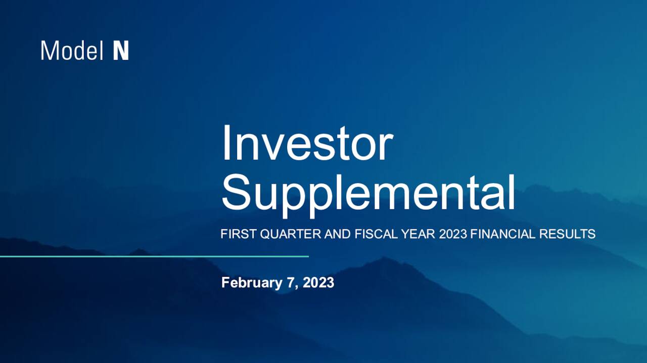 Model N, Inc. 2023 Q1 - Results - Earnings Call Presentation (NYSE:MODN-DEFUNCT-96821) | Seeking ...