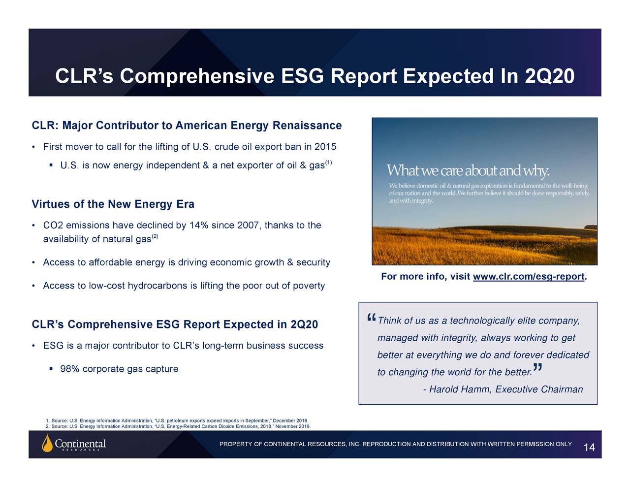 Continental Resources Inc 2019 Q4 Results Earnings Call