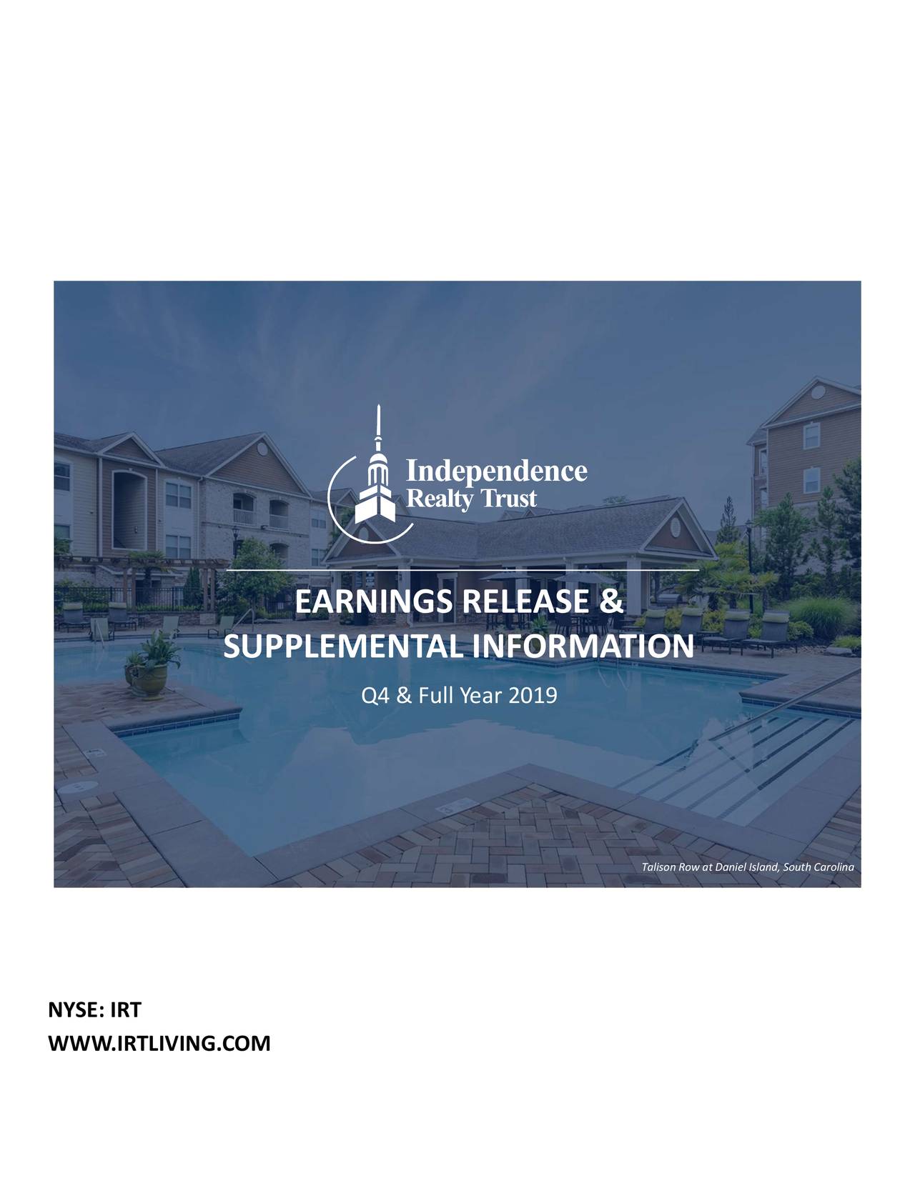 Independence Realty Trust, Inc. 2019 Q4 - Results - Earnings Call ...