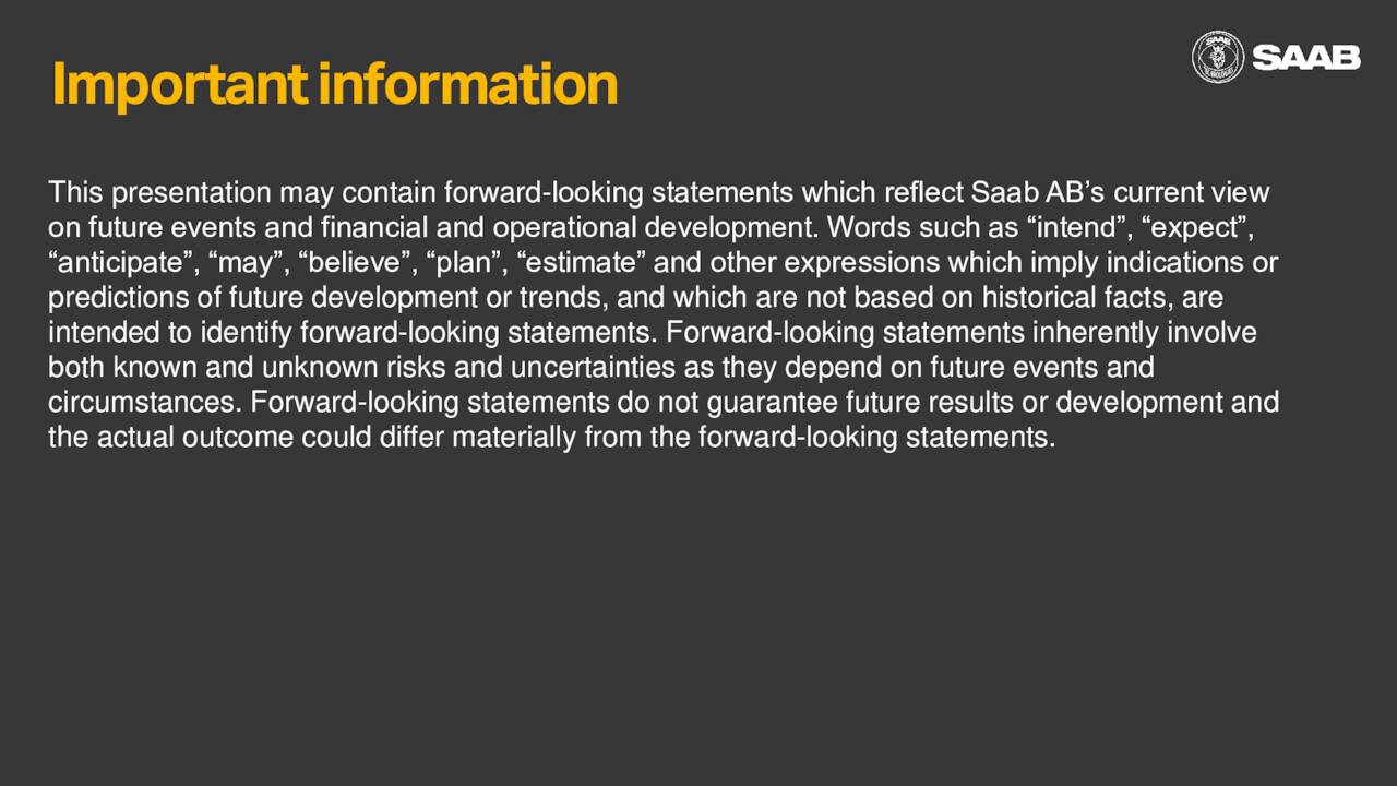 Saab AB (publ) 2023 Q1 - Results - Earnings Call Presentation (OTCMKTS:SAABF) | Seeking Alpha