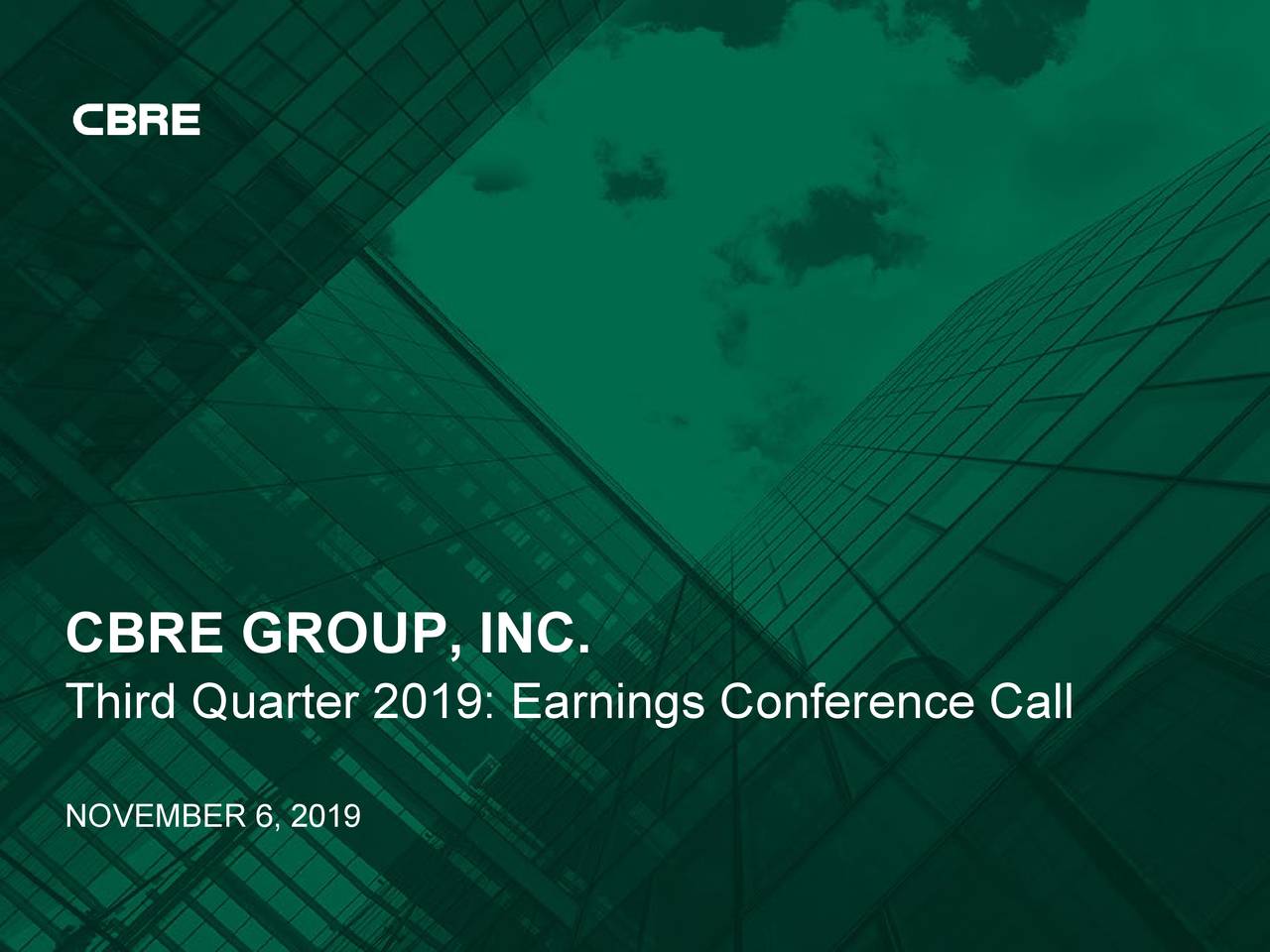 CBRE Group, Inc. 2019 Q3 - Results - Earnings Call Presentation (NYSE ...