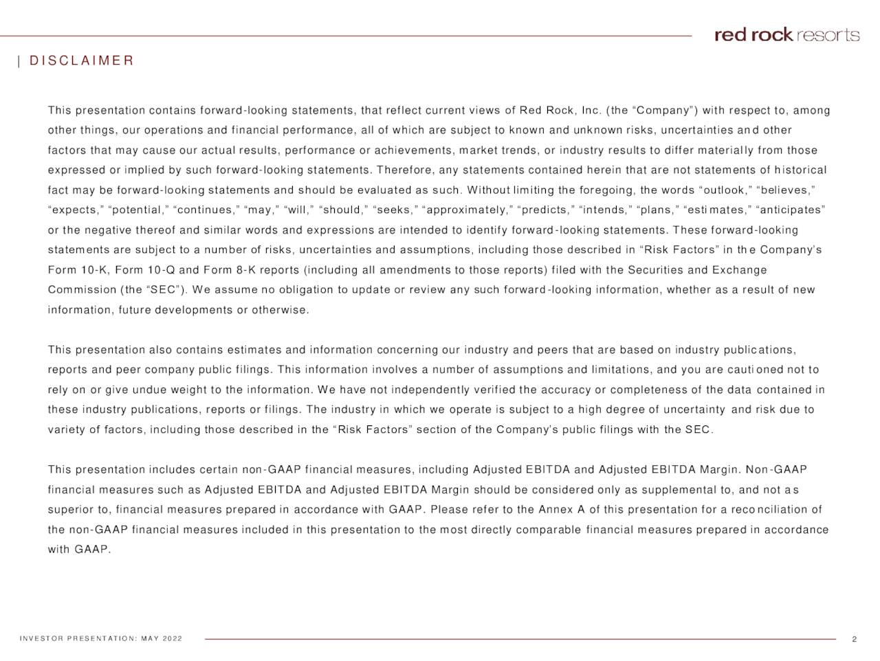 Red Rock Resorts, Inc. 2022 Q1 - Results - Earnings Call Presentation (NASDAQ:RRR) | Seeking Alpha