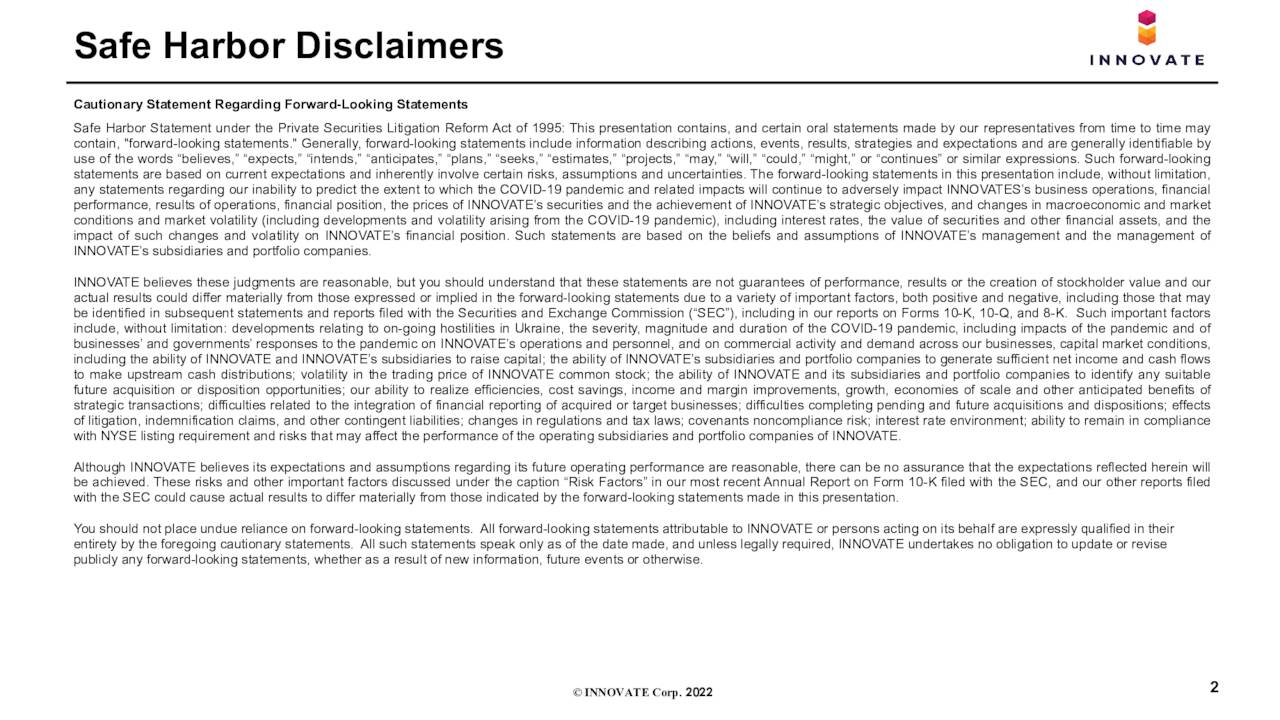 INNOVATE Corp. 2022 Q2 - Results - Earnings Call Presentation (NYSE ...