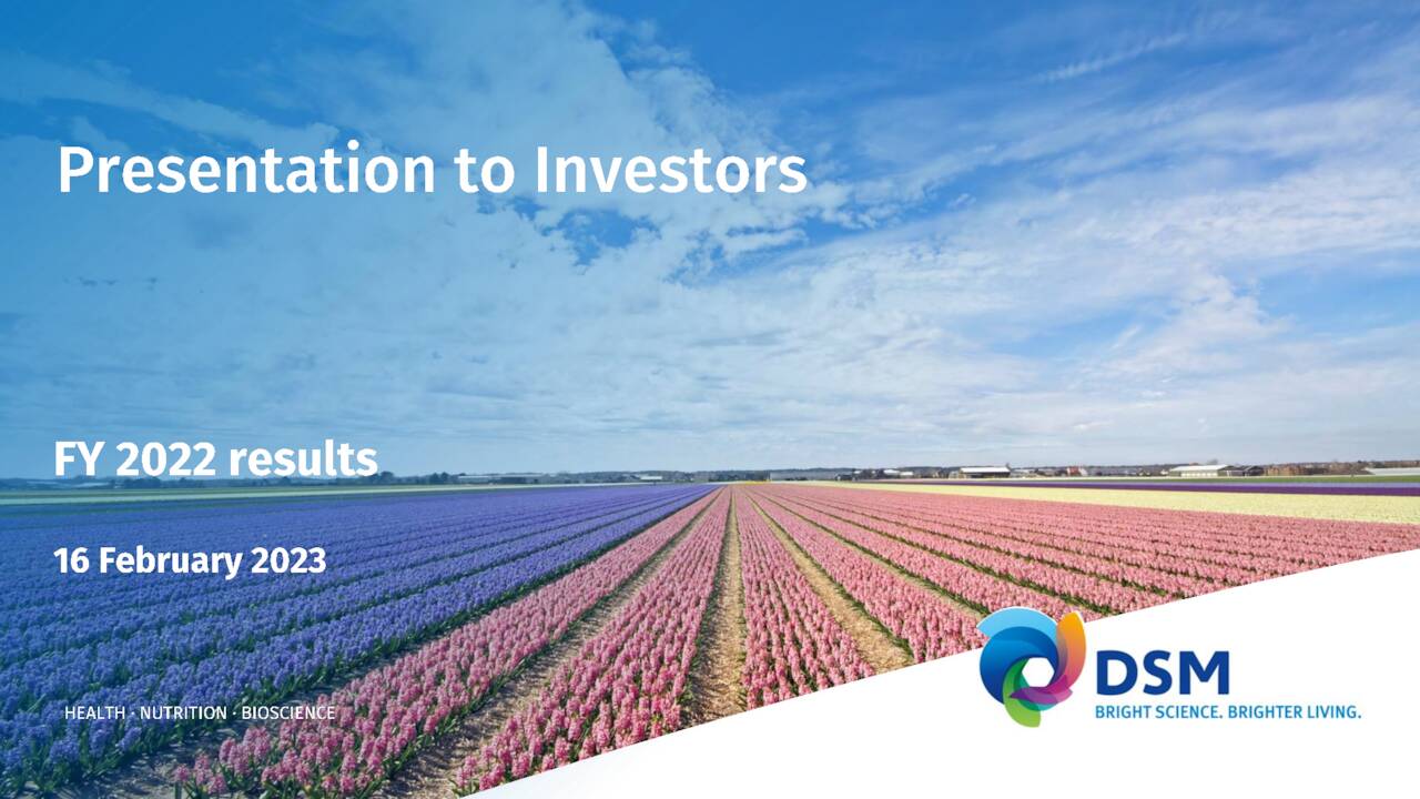 Koninklijke DSM N.V. 2022 Q4 - Results - Earnings Call Presentation (OTCMKTS:KDSKF) | Seeking Alpha