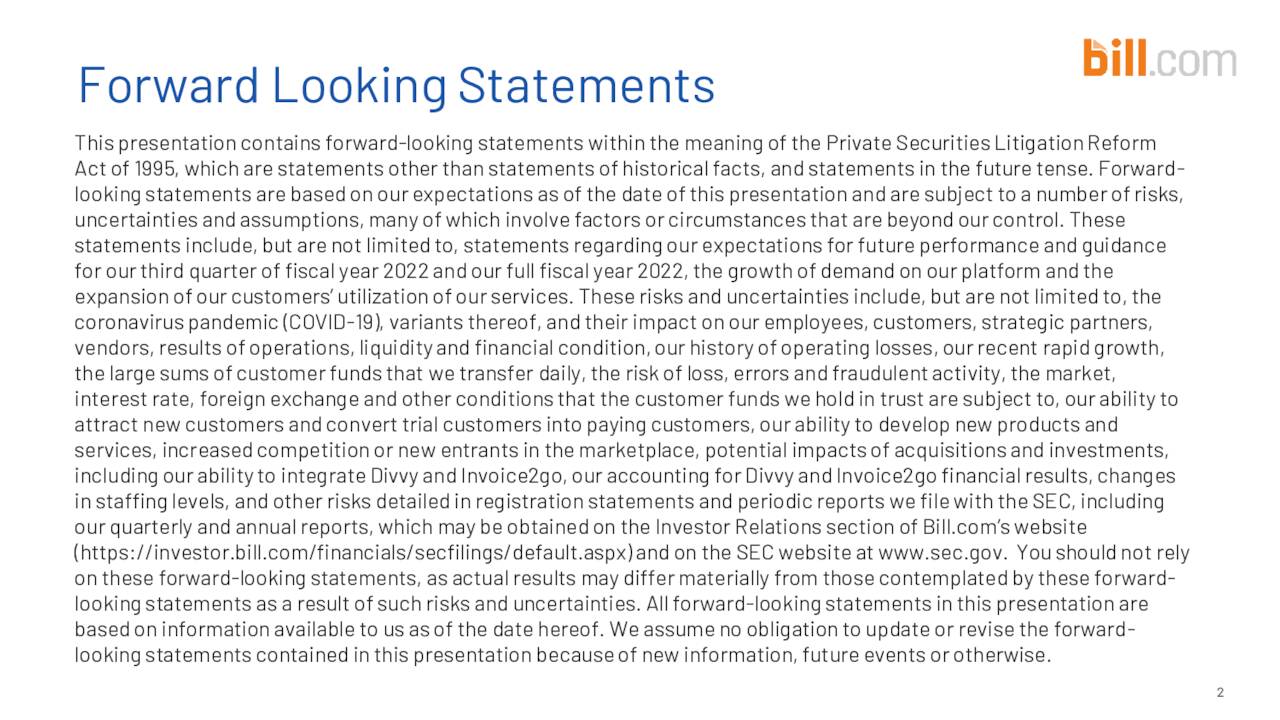 Bill.com Holdings, Inc. 2022 Q2 - Results - Earnings Call Presentation ...