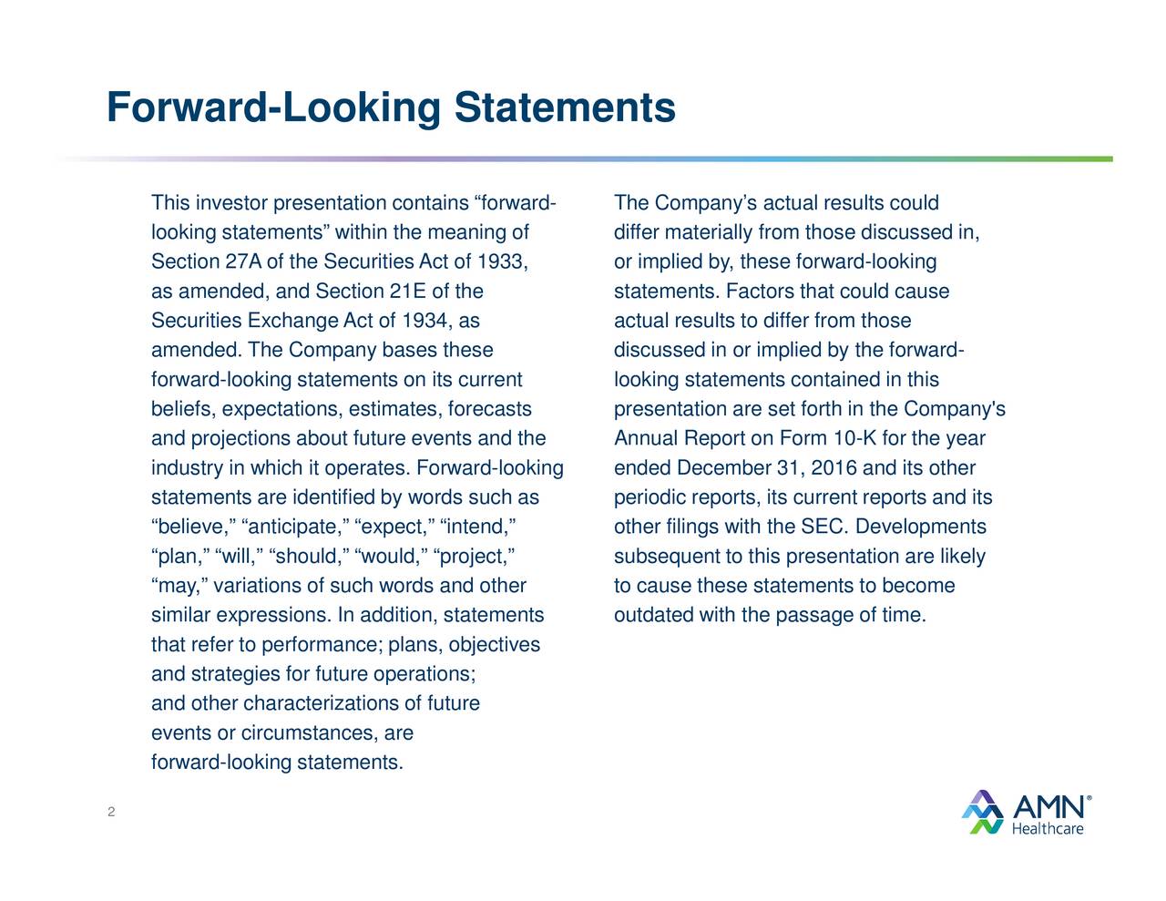 AMN Healthcare Services (AMN) Bank of America Merrill Lynch 2017 Health ...