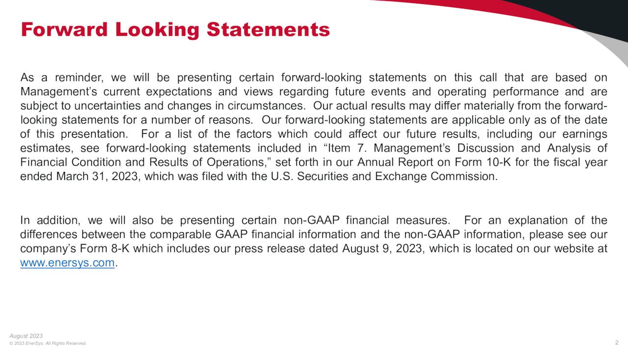 EnerSys 2024 Q1 - Results - Earnings Call Presentation (NYSE:ENS) | Seeking Alpha