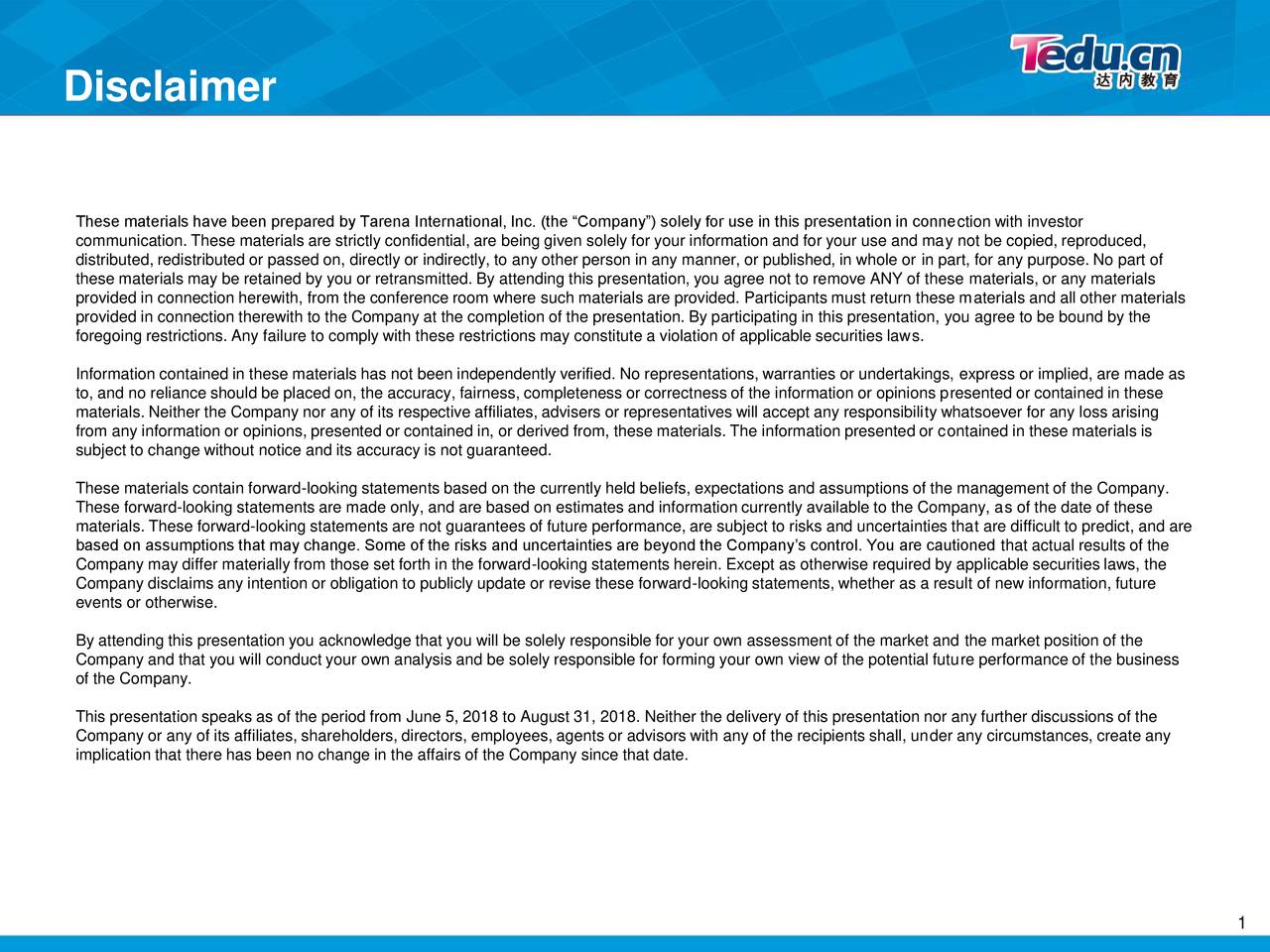 Tarena International, Inc. 2018 Q1 - Results - Earnings Call Slides ...