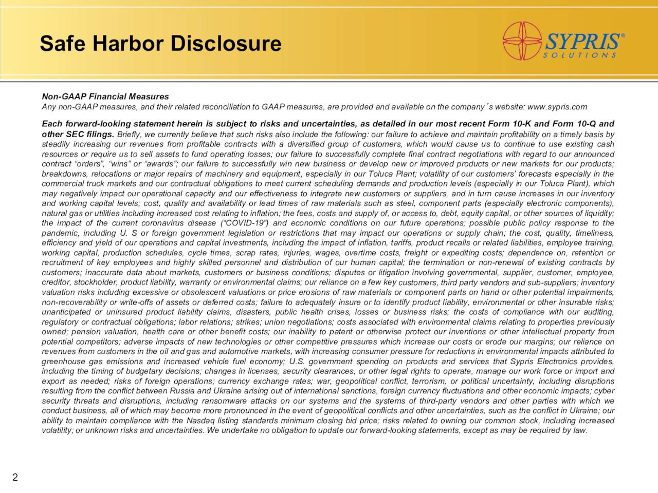 Sypris Solutions, Inc. 2022 Q1 - Results - Earnings Call Presentation ...