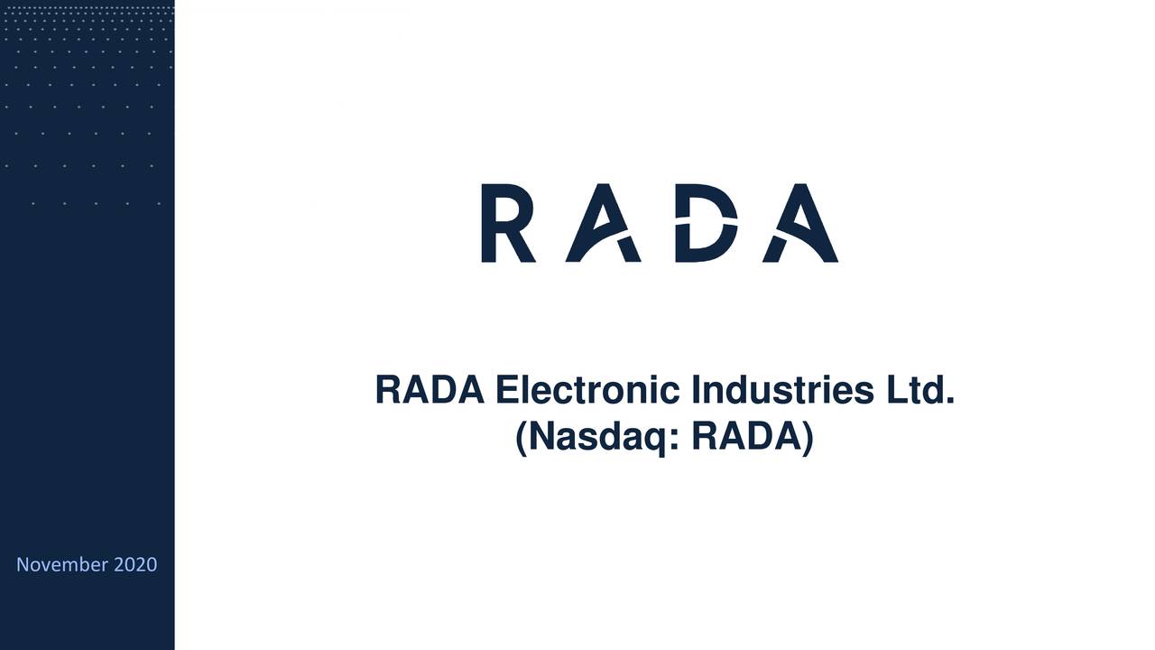 RADA Electronic Industries Ltd. 2020 Q3 - Results - Earnings Call ...