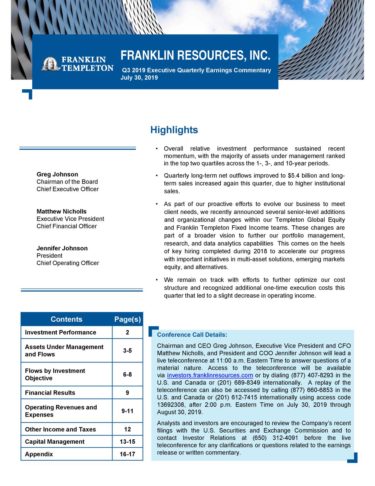 Franklin Resources, Inc. 2019 Q3 - Results - Earnings Call Slides (NYSE ...