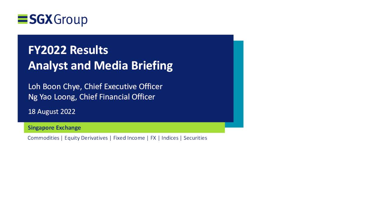 Singapore Exchange Limited 2022 Q2 - Results - Earnings Call Presentation (OTCMKTS:SPXCF ...