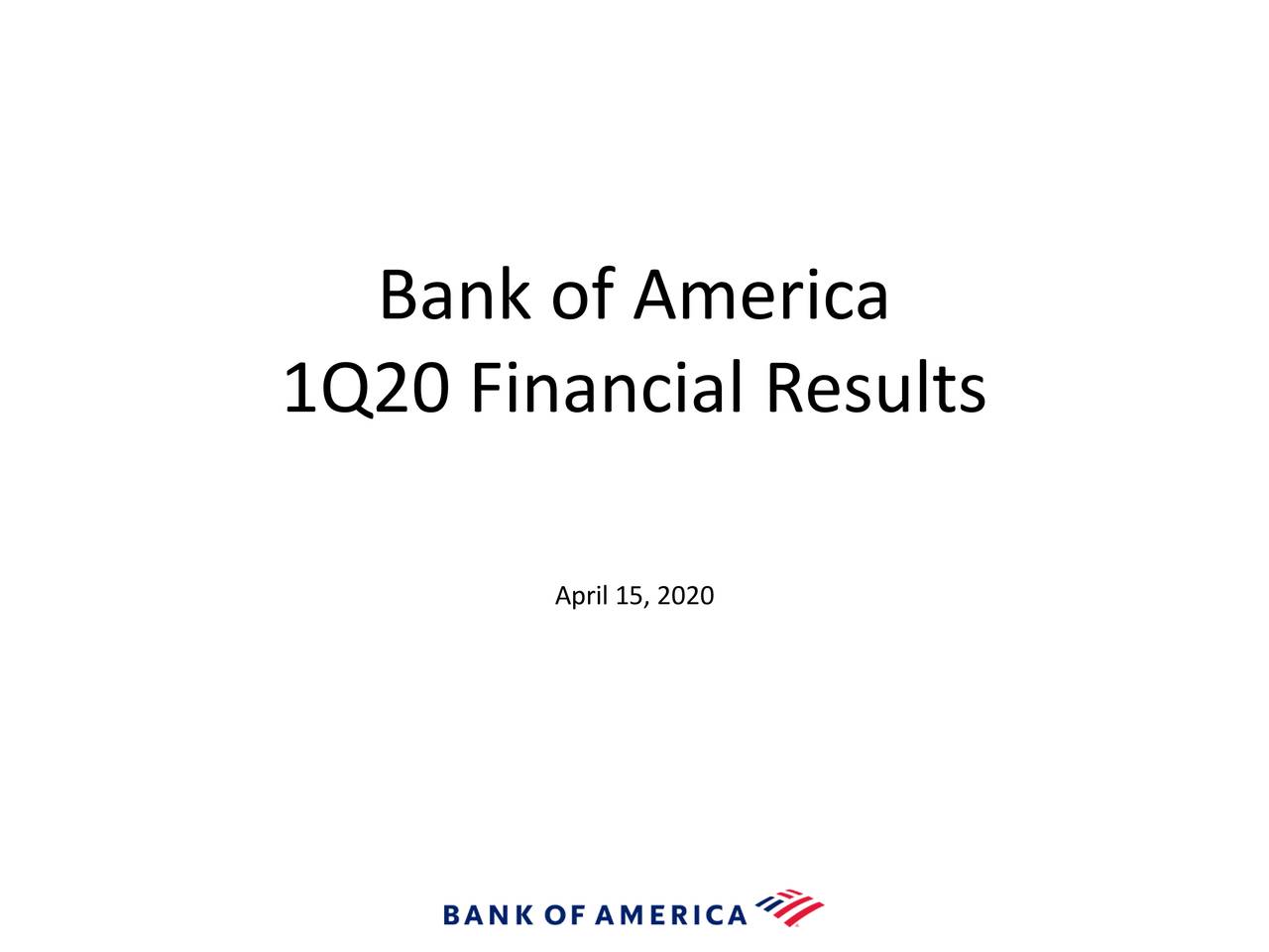 Bank Of America Corporation 2020 Q1 Results Earnings Call