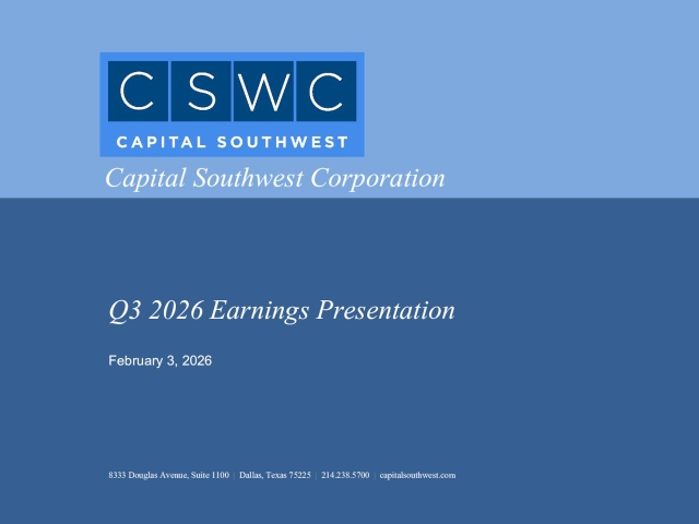 Capital Southwest 2026 Q3 - Results - Earnings Call Presentation ...