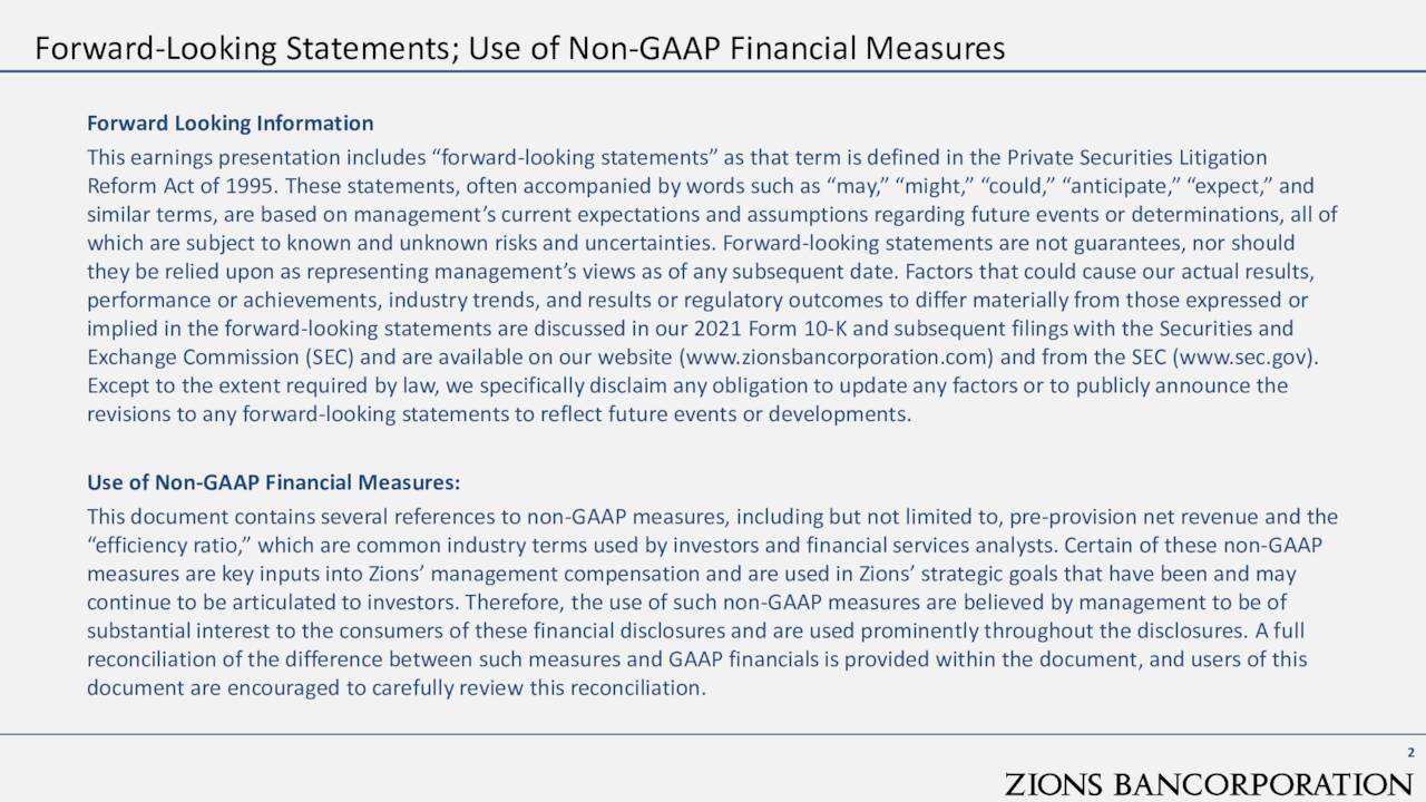Zions Bancorporation (ZION) Investor Presentation - Slideshow (NASDAQ:ZION) | Seeking Alpha
