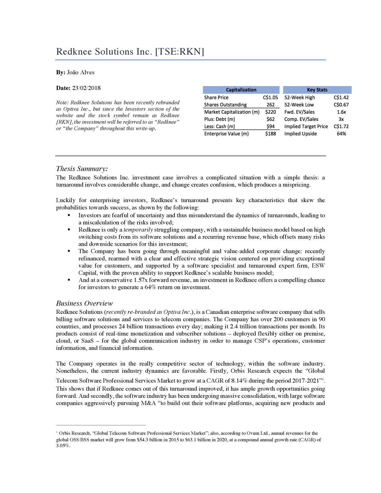 Redknee Solutions Write-Up (OTCMKTS:RKNEF) | Seeking Alpha