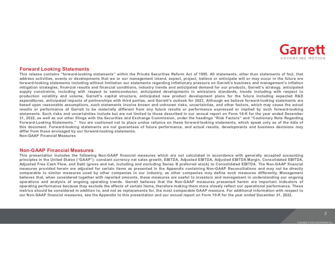 Garrett Motion Inc. 2022 Q4 - Results - Earnings Call Presentation ...