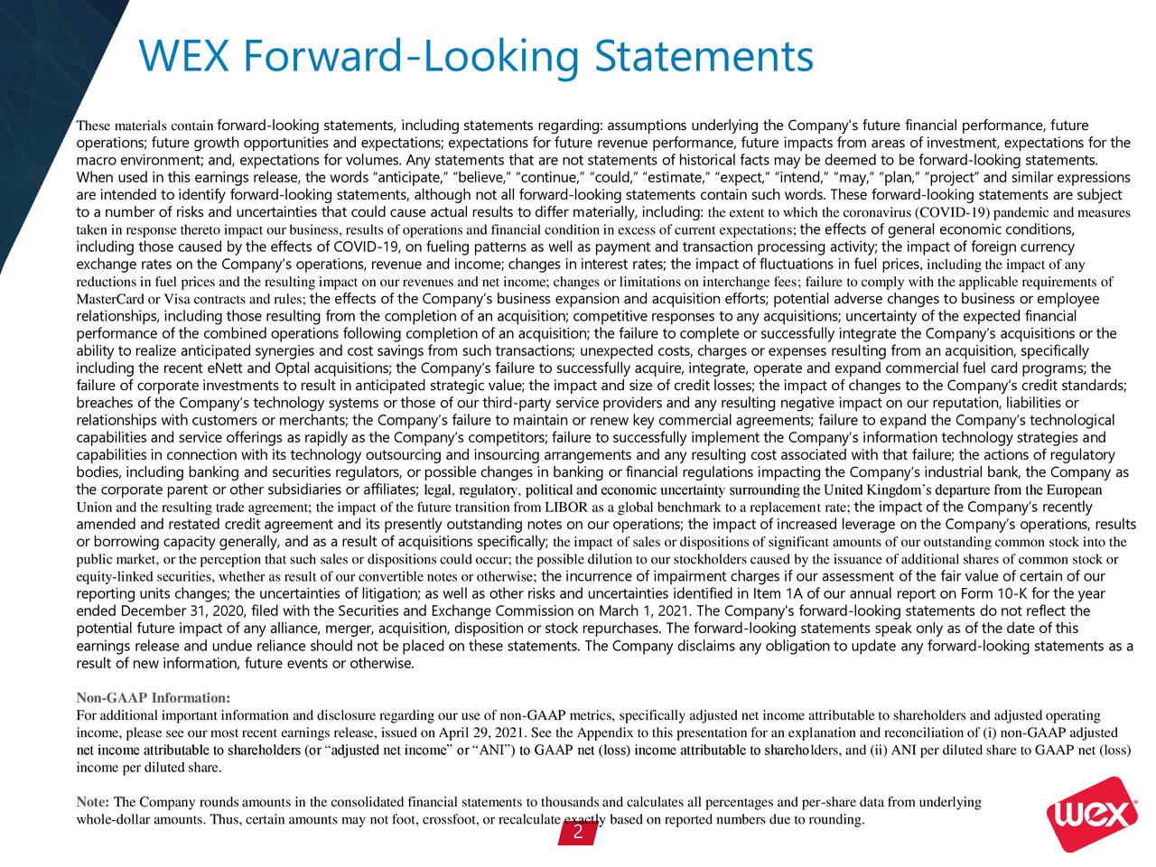 WEX Inc. 2021 Q1 - Results - Earnings Call Presentation (NYSE:WEX) | Seeking Alpha