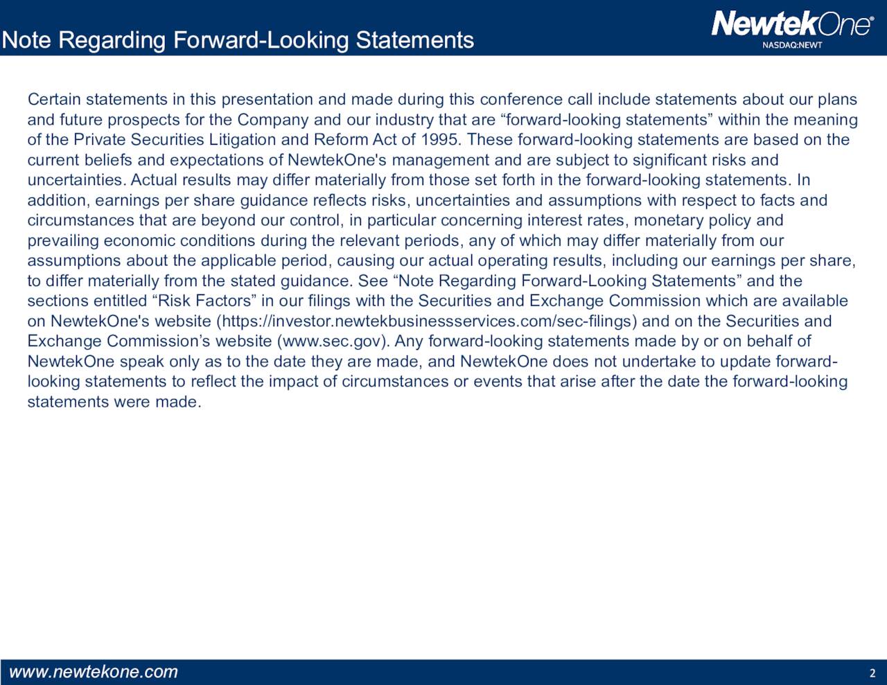 NewtekOne, Inc. 2024 Q4 - Results - Earnings Call Presentation (NASDAQ:NEWT) | Seeking Alpha