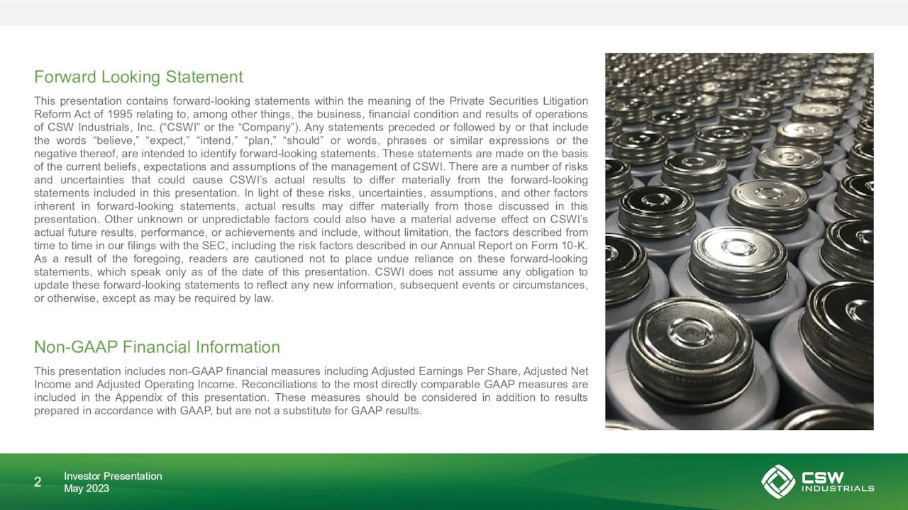 CSW Industrials, Inc. 2023 Q4 - Results - Earnings Call Presentation ...