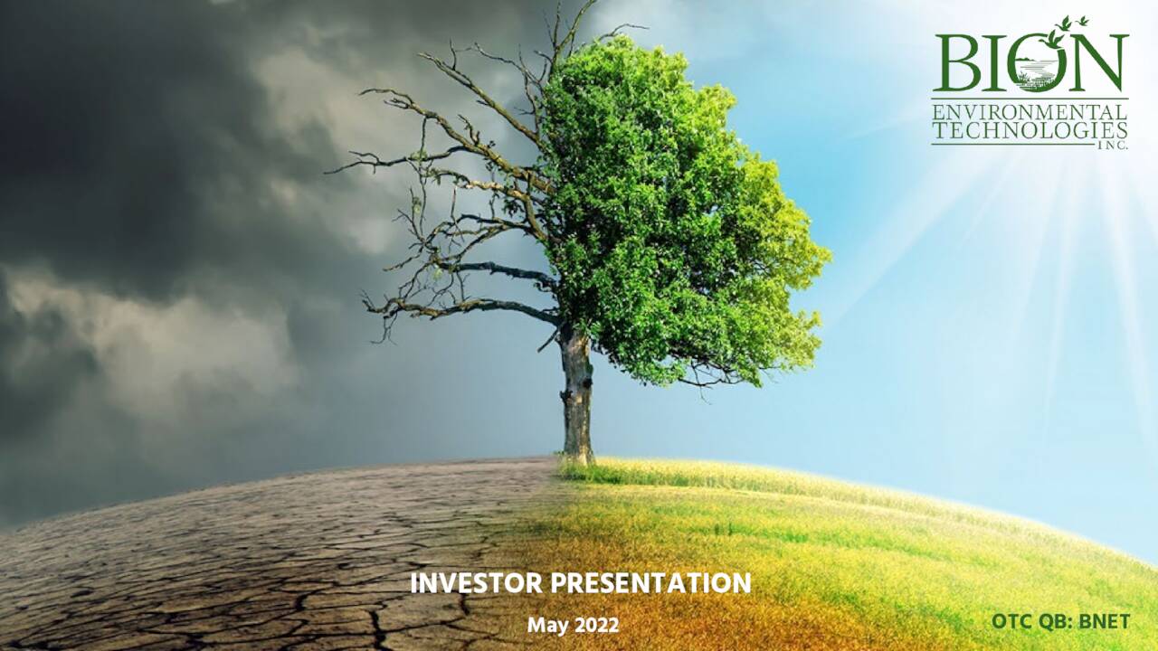 Bion Environmental Technologies (BNET) Investor Presentation ...